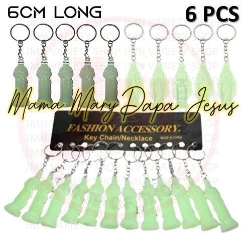 JM L-0041 | 6 PCS | Religious Luminous Mama Mary or Papa Jesus Keychain ...