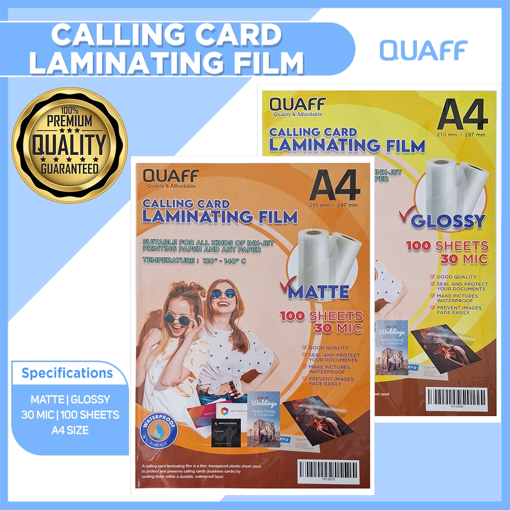 QUAFF Calling Card Laminating Film A4 Size Glossy & Matte 30 Microns ...