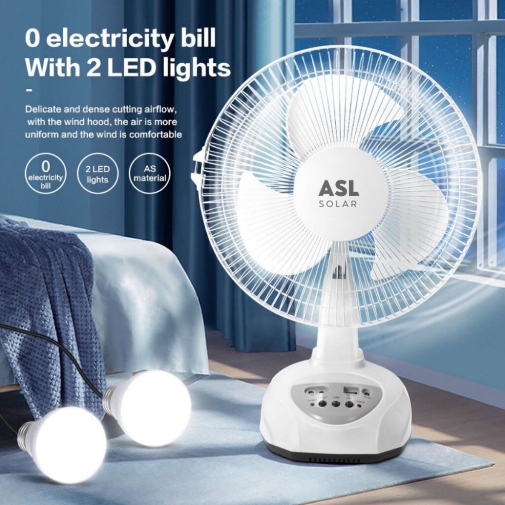 NSS Solar Electric Fan with USB Output for Device Charging, 12 or 14 ...