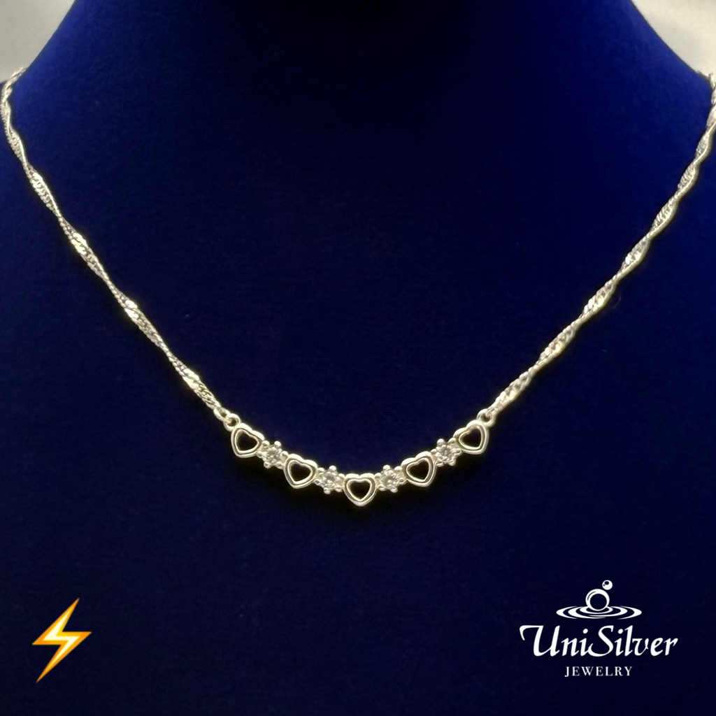 Unisilver Sterling Silver Heart Link Pendant Necklace - Lady’s ...