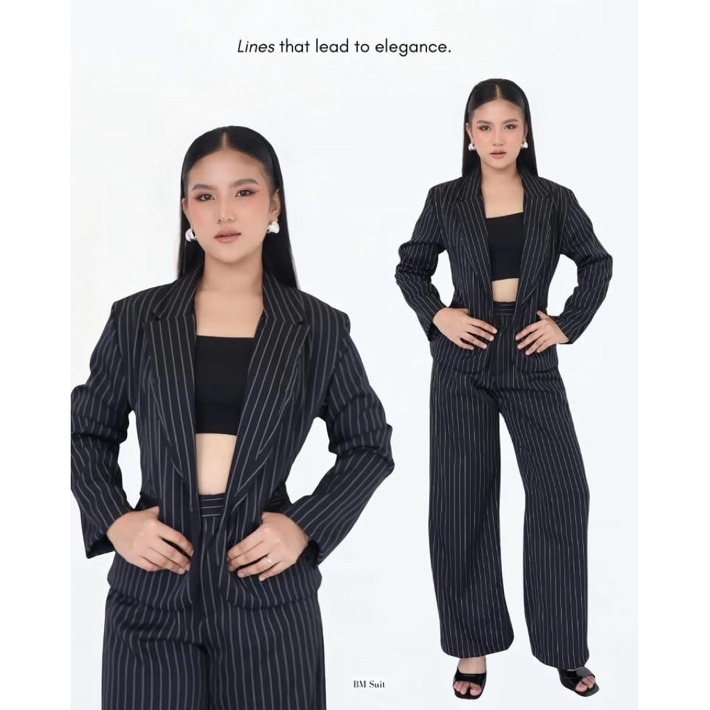 Noa Pants | Straight Cut | Pinstripes | by BM Suit | Shopee Philippines