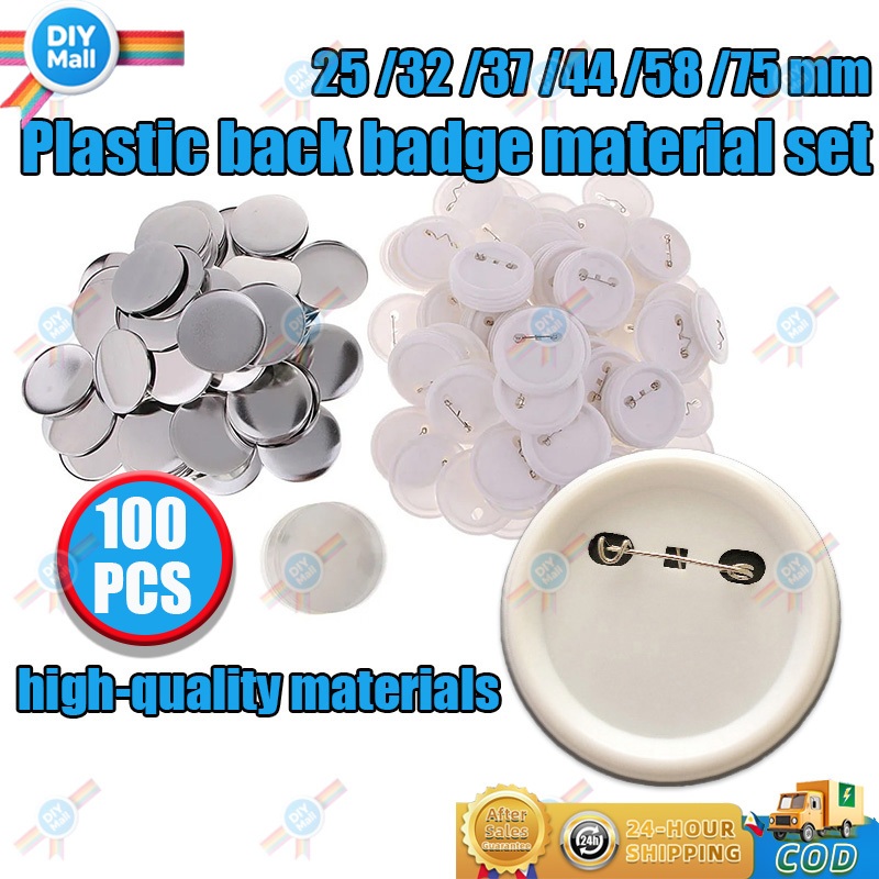 100sets Plastic back DIY BadgeButton Pins Blank Raw Material pins ...