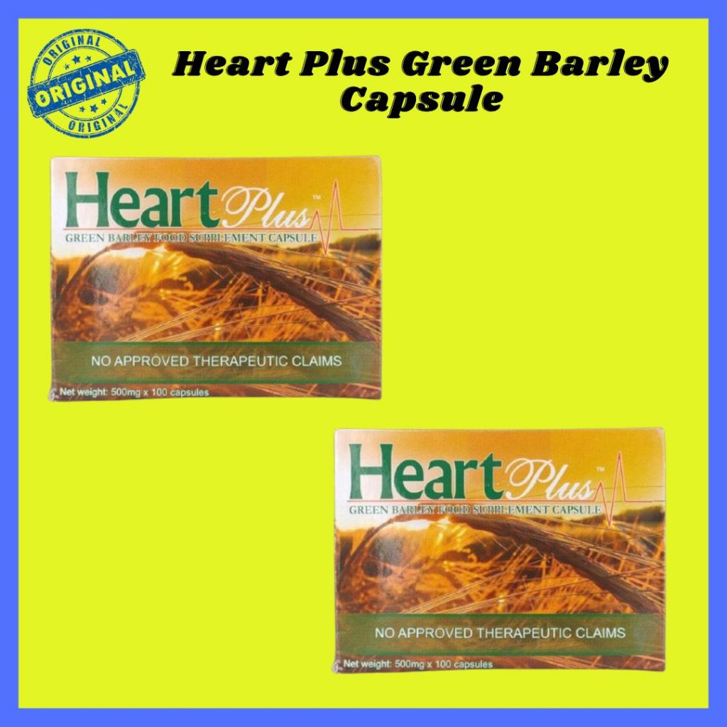 [2 BOXES] ORIGINAL HEART PLUS GREEN BARLEY FOOD SUPPLEMENT CAPSULE ...