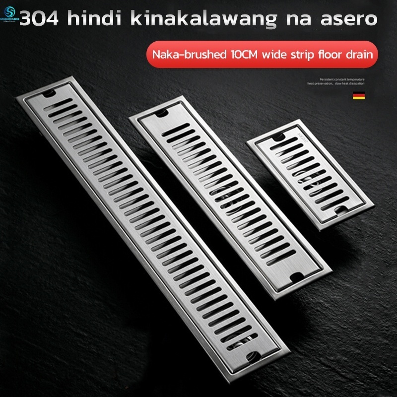 304 Stainless Steel Bathroom Shower Floor Drain Long Drainage Square ...