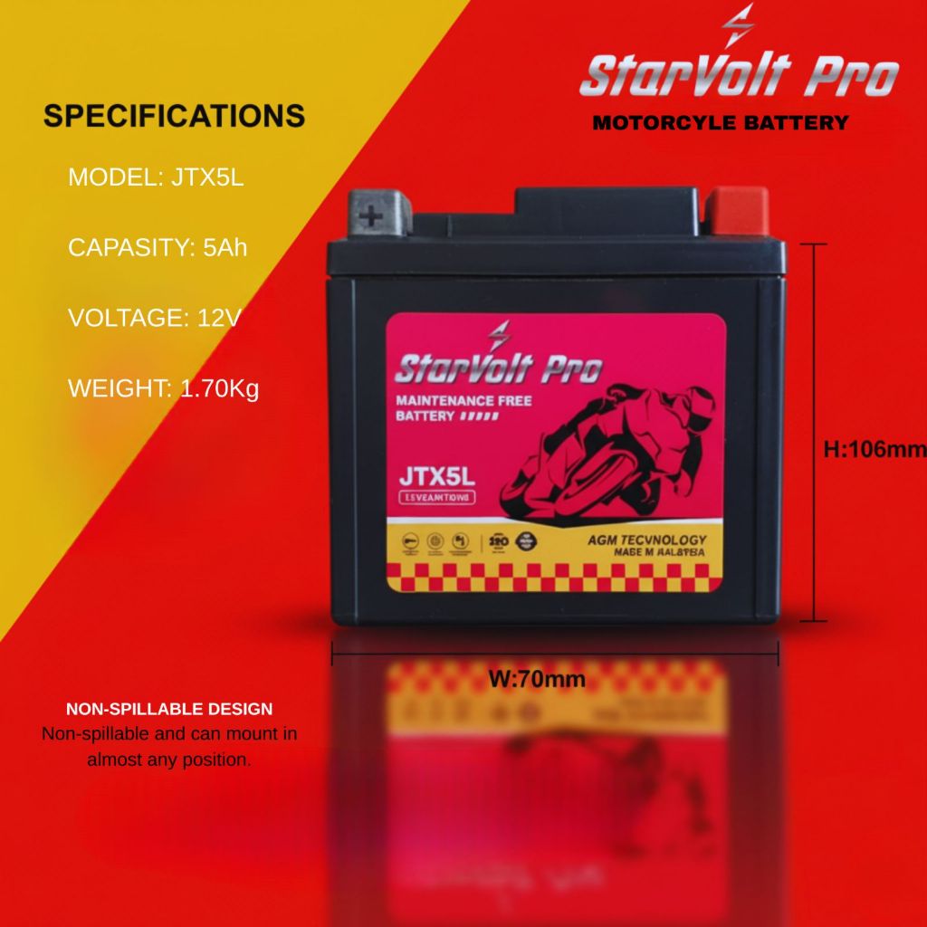 Starvolt Motorcycle Battery 4L 5L 12V Maintenance FREE | Shopee Philippines