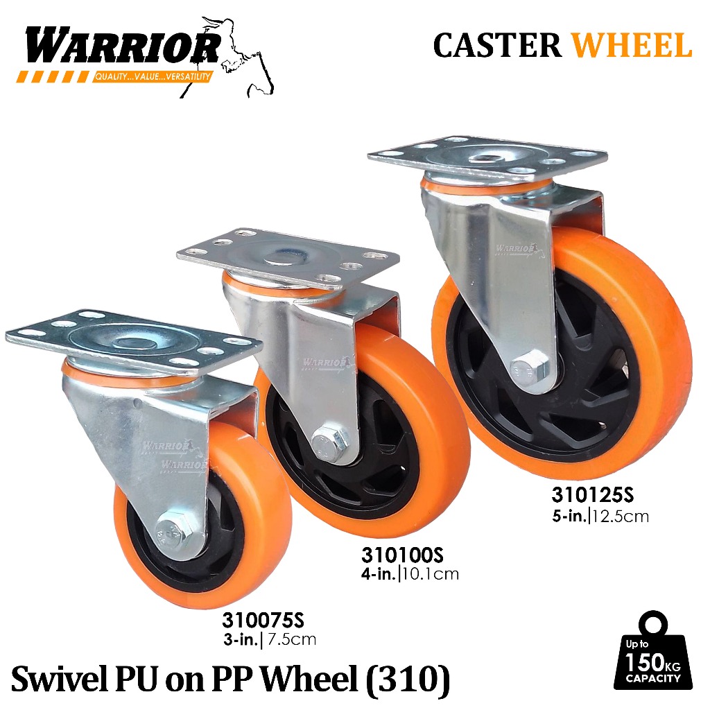 Warrior Heavy Duty PU Caster Wheel 2/3/4/5-inches Swivel (Pushcart ...
