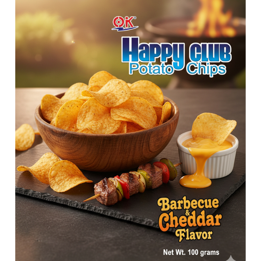 OK Snacks Happy Club Potato Chips Cheese BBQ Flavour 100g Delicious ...