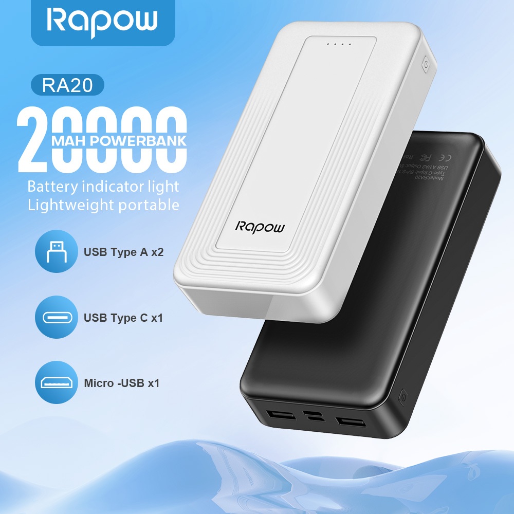 Rapow RA20 20000mAh Powerbank Super Fast Charge USB Type C Input QC2.0 ...