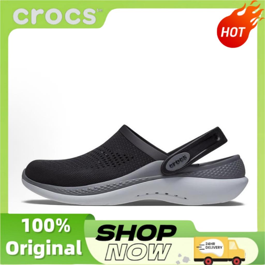 【Legit100%】Crocs LiteRide for women and men black sandals | Shopee ...