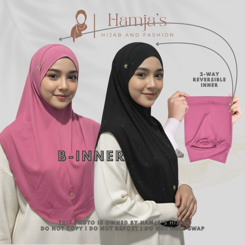 Hamja's 2-in-1 Rhinestones Two-Way X-Inner and B-Inner Reversible Premium ITY Hijab | Shopee ...