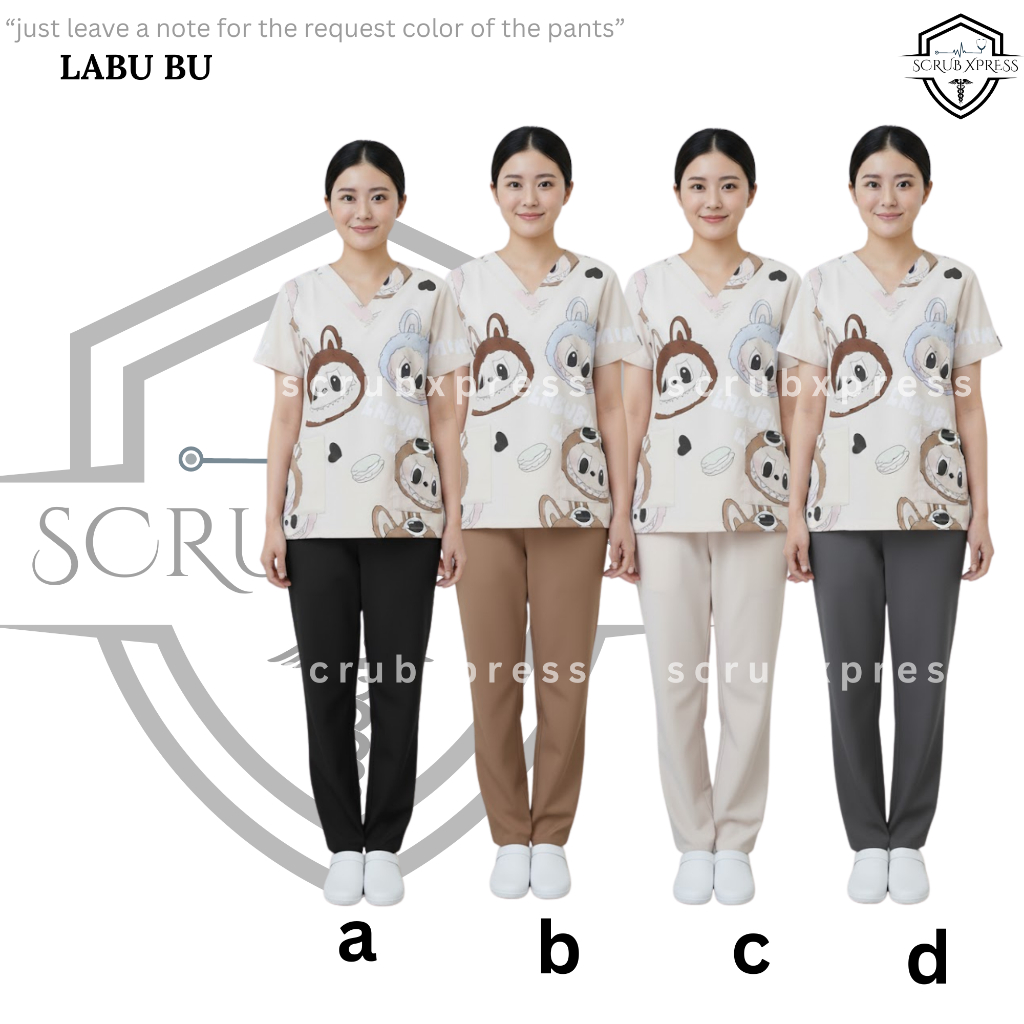 Scrubxpress Korean Cotton Printed Scrub Suit Blouse with Full Garter ...