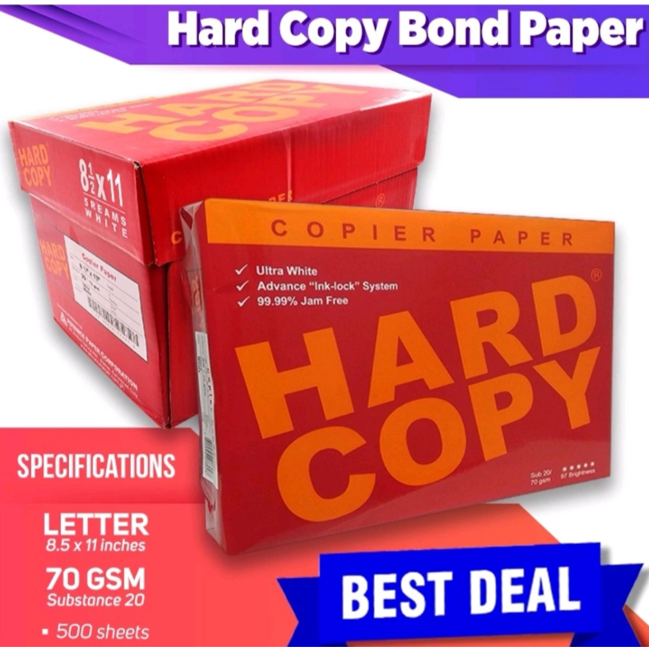 HARD COPY A4/Short/Legal Box RED WHOLESALE 1BOX (5RIMS) 500 Sheets ...