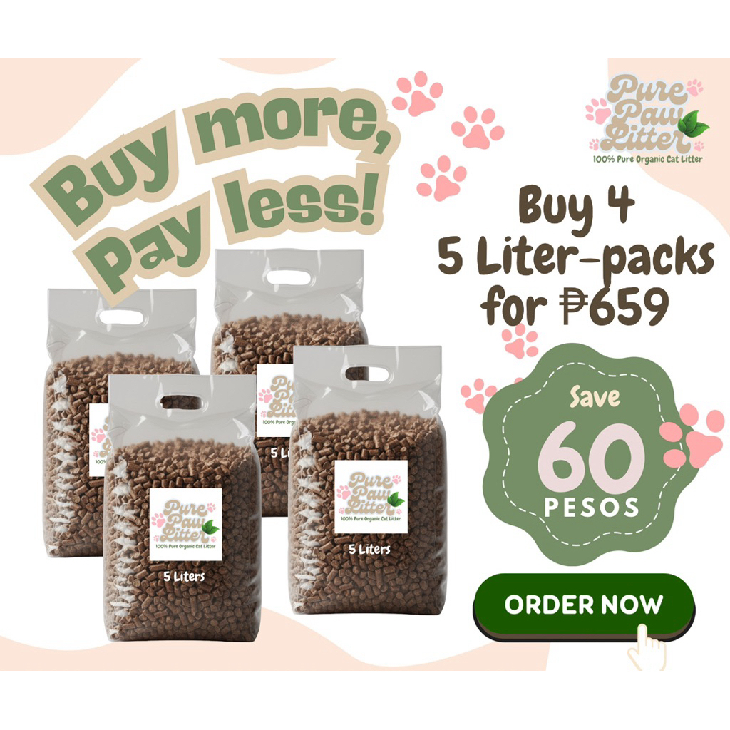 20L Organic Wood Pellets Cat Litter Pure Paw Litter | Shopee Philippines