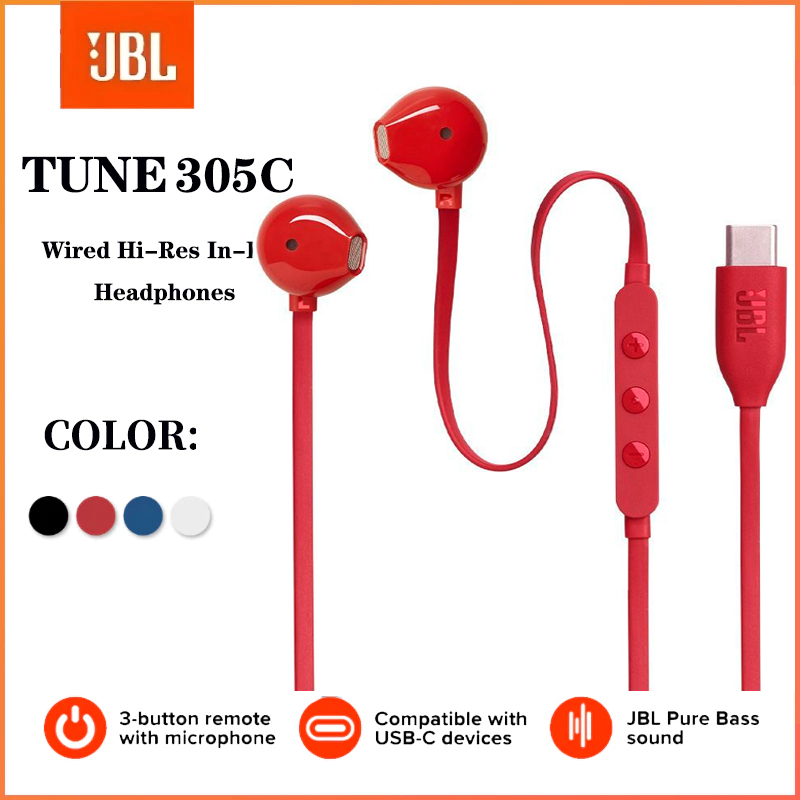 JBL Tune 305C USB-C Wired Earbuds Built-in Mic for Smartphone/PC/Laptop ...