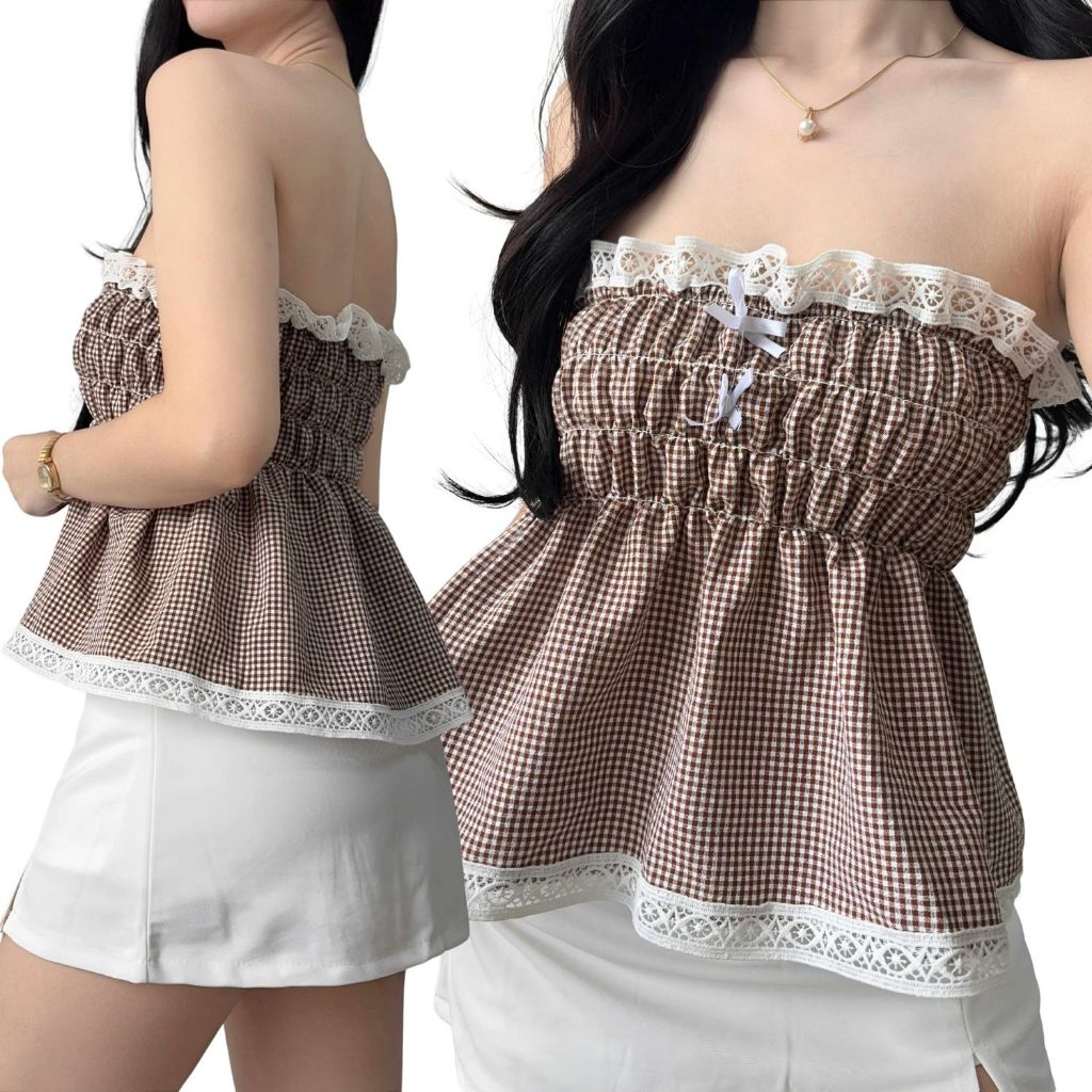Smocking Tube Top for Women Sexy Elegant Casual Korean Style Outfit ...