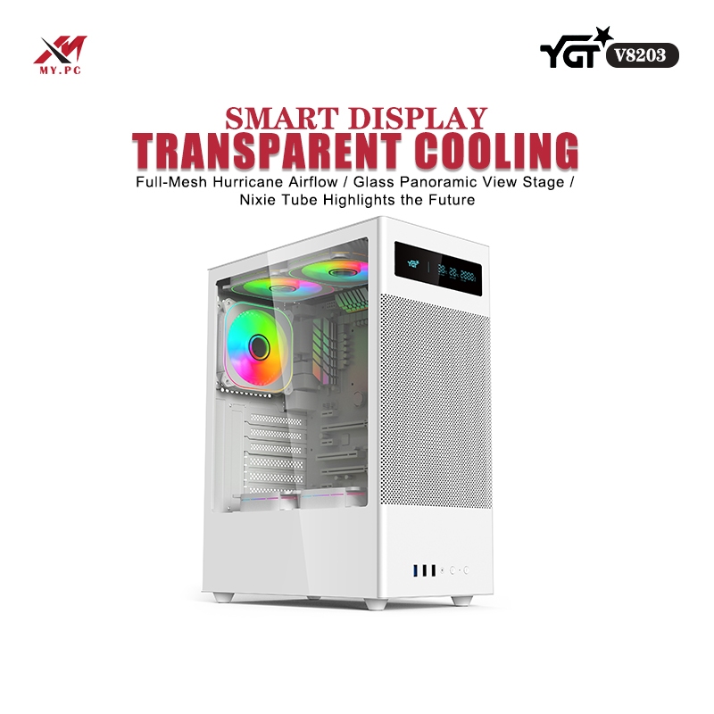 YGT V8203 Glass Panoramic View ATX Pc Gaming Case With Multi-functional ...