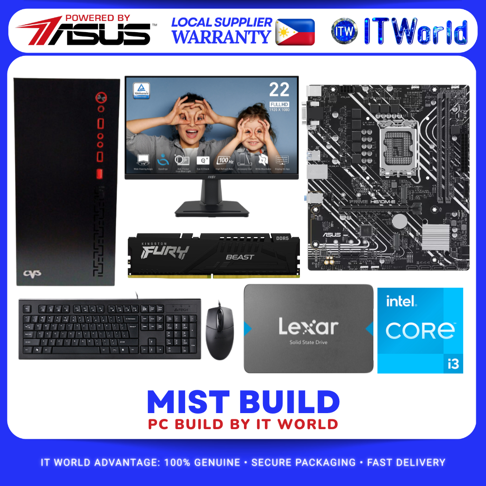 Mist PC Build - ASUS Prime H610M-E, i3-12100, 8GB DDR5 RAM, 240GB SSD ...