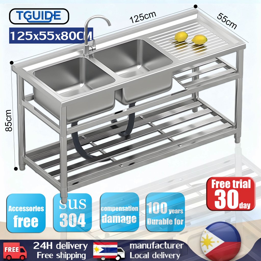 【Free accessories】304 Stainless Steel Kitchen Sink Thickness Double ...