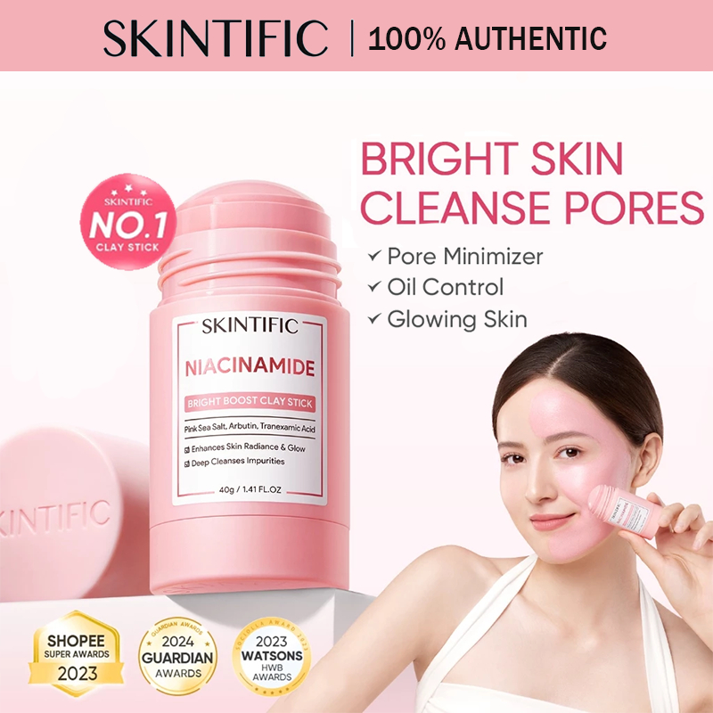 SKINTIFIC Niacinamide Bright Boost Pink Clay Mask Stick Whitening Skin ...