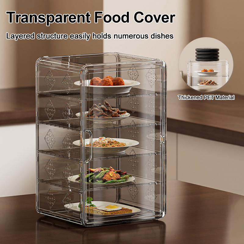 5 Layers Insulation Food Cover Transparent Stackable Dustproof Anti ...