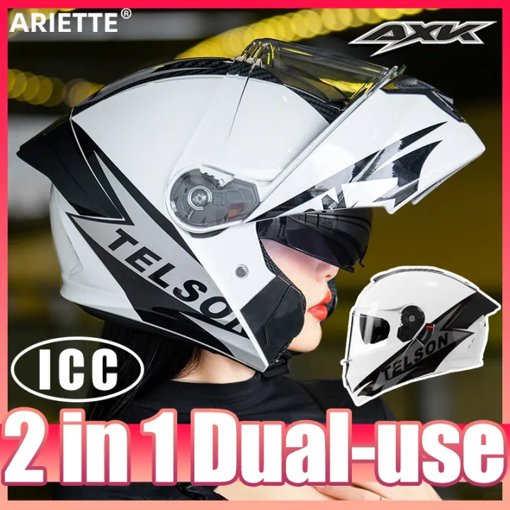 【ICC】Full Face Modular Dual Visor Helmet Motorcycle Helmet For Women ...