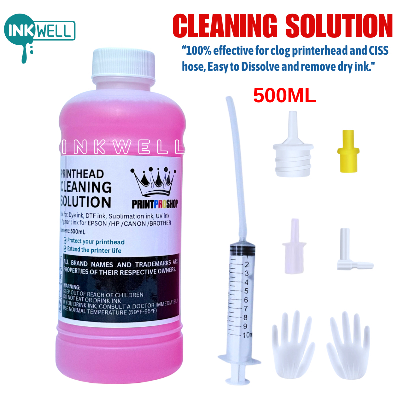 Printhead Cleaning Solution kit 1Liter / 500ml Pink for Dye ink, Dtf ...