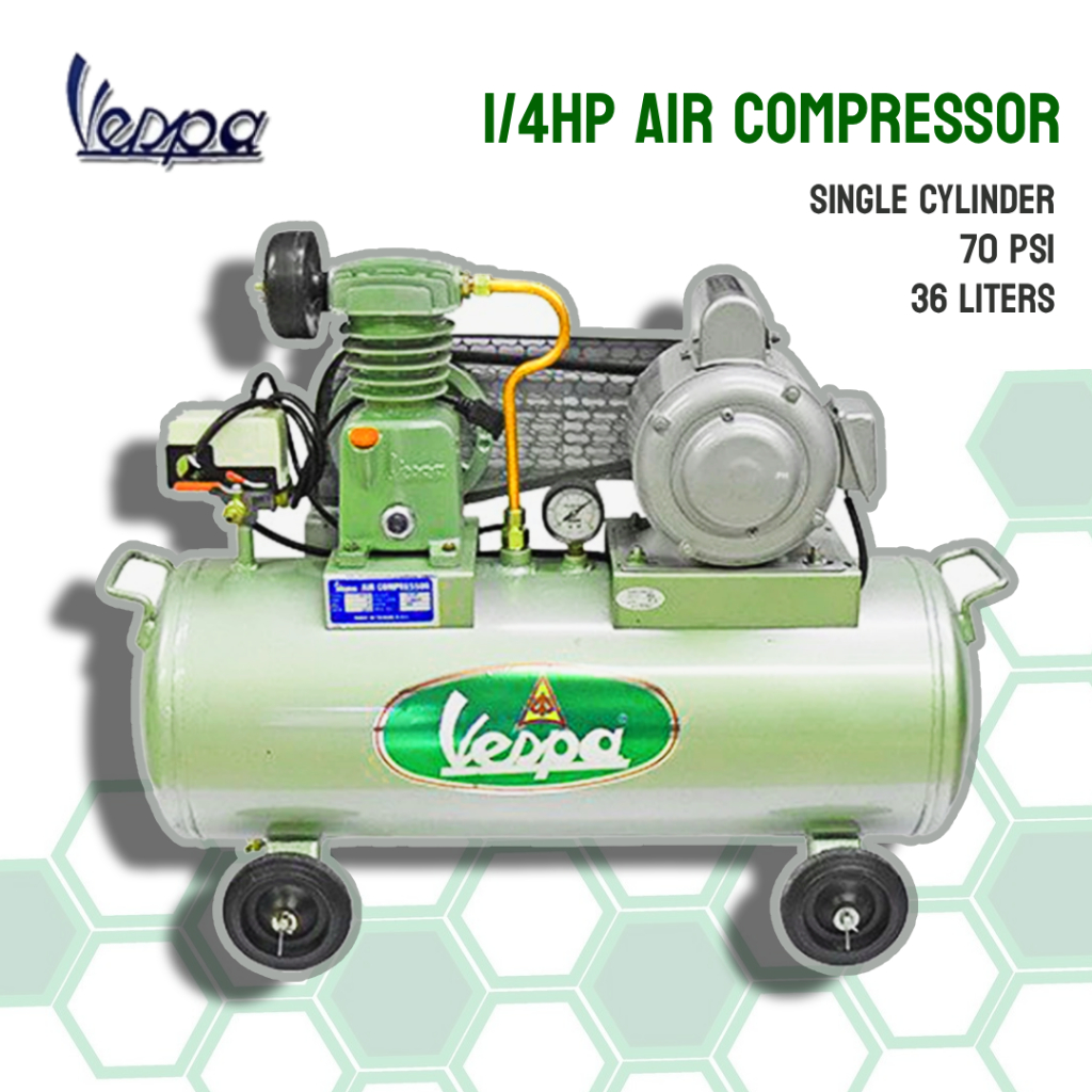 VESPA 1/4HP Belt Driven Air Compressor ( Made in Taiwan ) Original ...