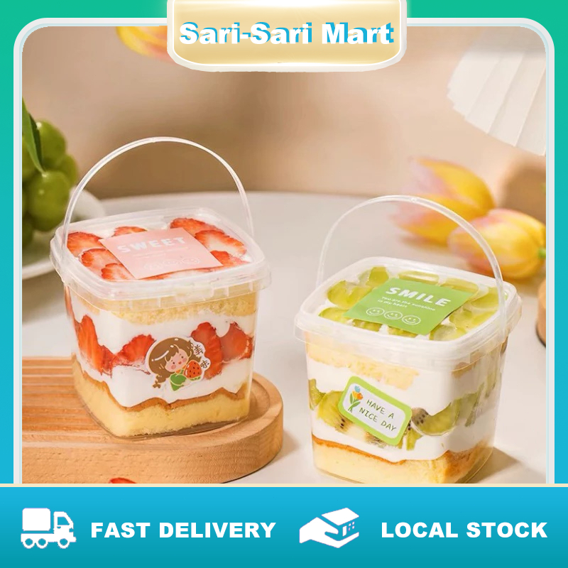 10pcs Plastic Bucket Dessert Box Mousse Cake Cup Disposable Food ...