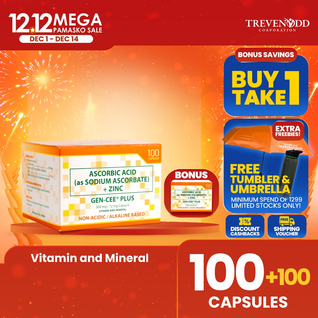 TRVC GEN-CEE Plus Zinc Capsule 100 pcs 512 mg Ascorbic Acid | Shopee ...
