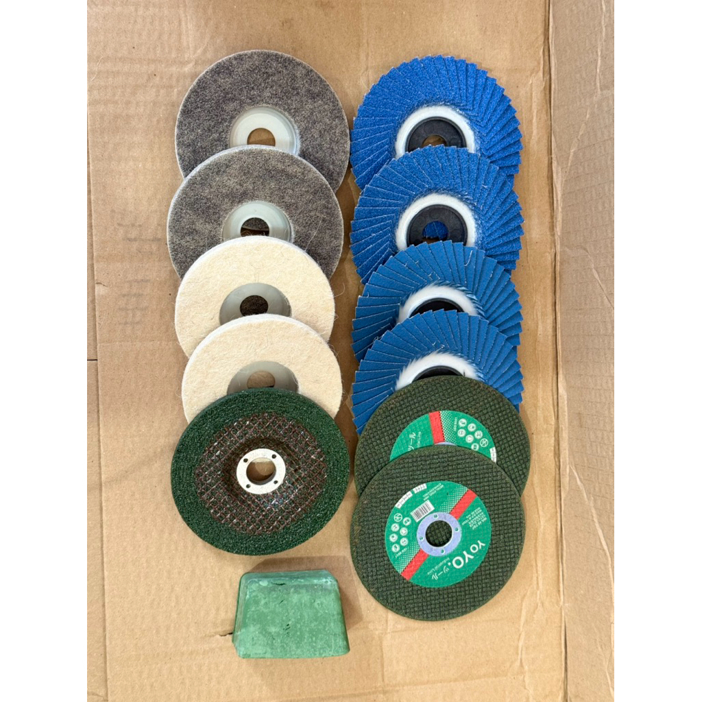 4” Buffing set for stainless emery cotton gray cutting grind soap ...