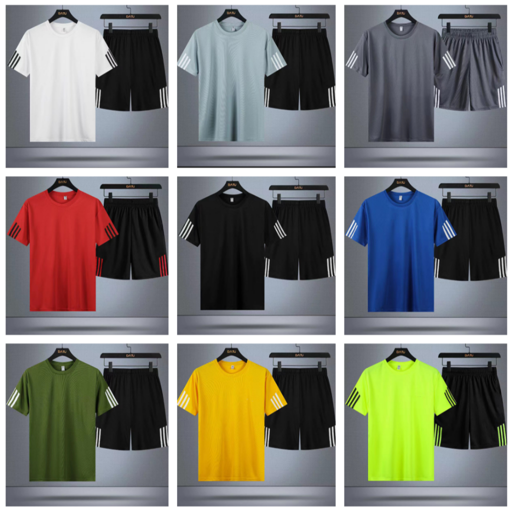 Simple fashion plain short sleeve trend terno T-shirt + shorts Unisex ...