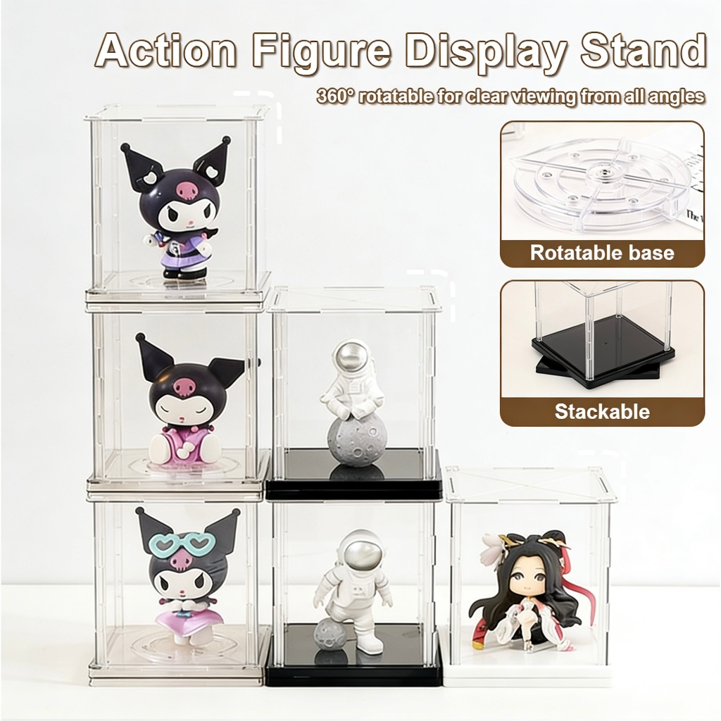 Rotating Action Figure Display Stand Dustproof Storage Box Popmart ...