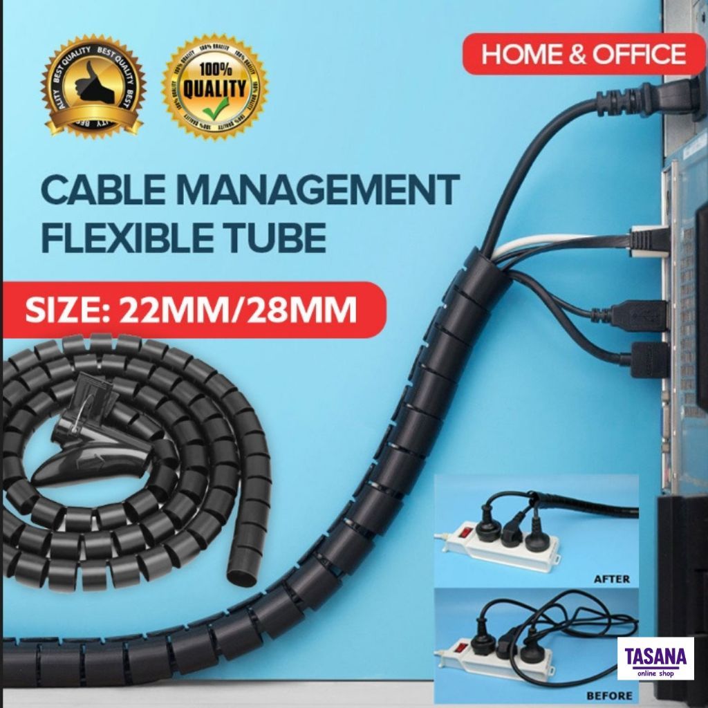 2M Spiral Cable Protector – Durable PE Wire Management Wrapping Tube ...