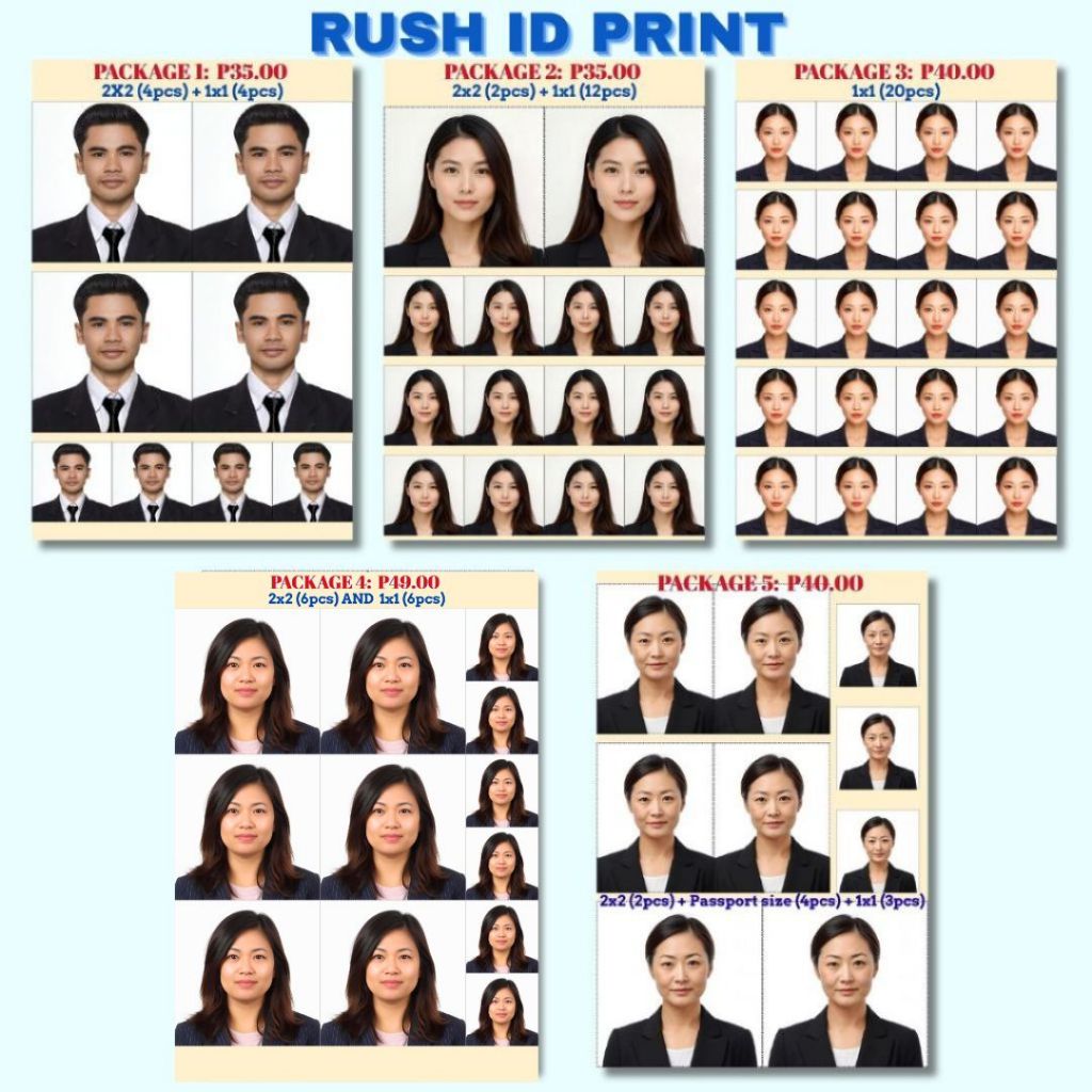 Rush ID Print - ID Photo Set 1x1 2x2 Passport Size High-Quality Photo ...