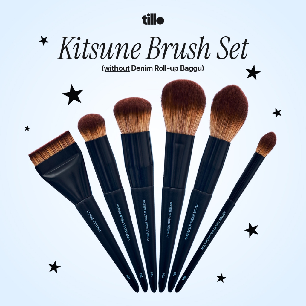 Tillo Kitsune Makeup Brush Set without Denim Roll-up Baggu | Shopee ...
