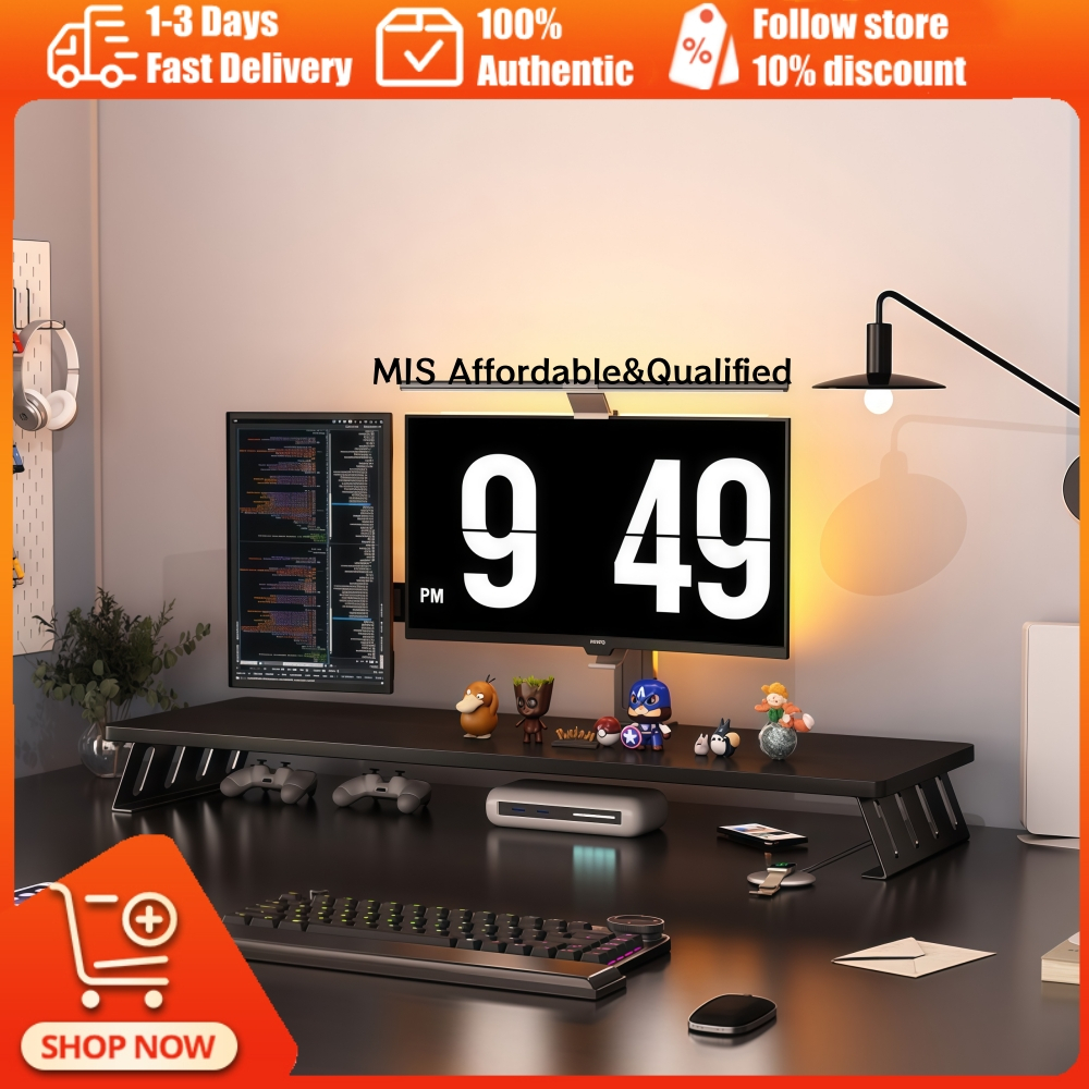 Multifunctional Wooden & Carbon Steel Monitor Stand with Storage ...