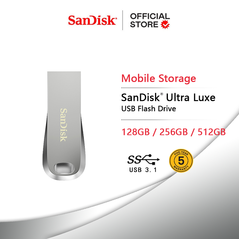 SanDisk Ultra Luxe 128GB/256GB/512GB USB 3.1 Gen 1 Flash Drive (Speed ...