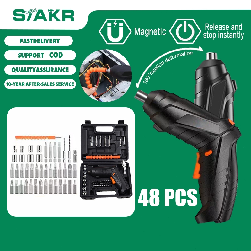 48PCS Cordless Electric Screwdriver Set Rechargeable lithium Battery ...