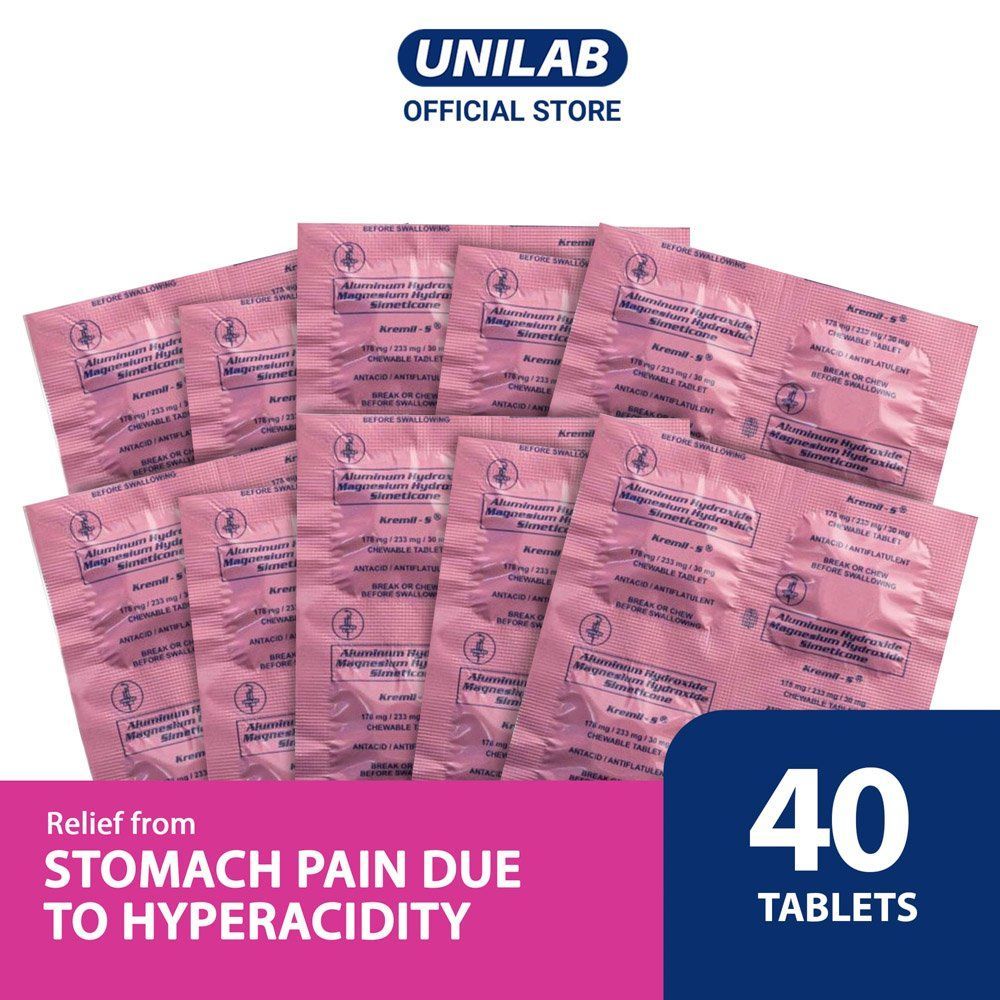 Unilab Kremil-S 40 Tablets - Antacid for Fast Relief from Hyperacidity ...