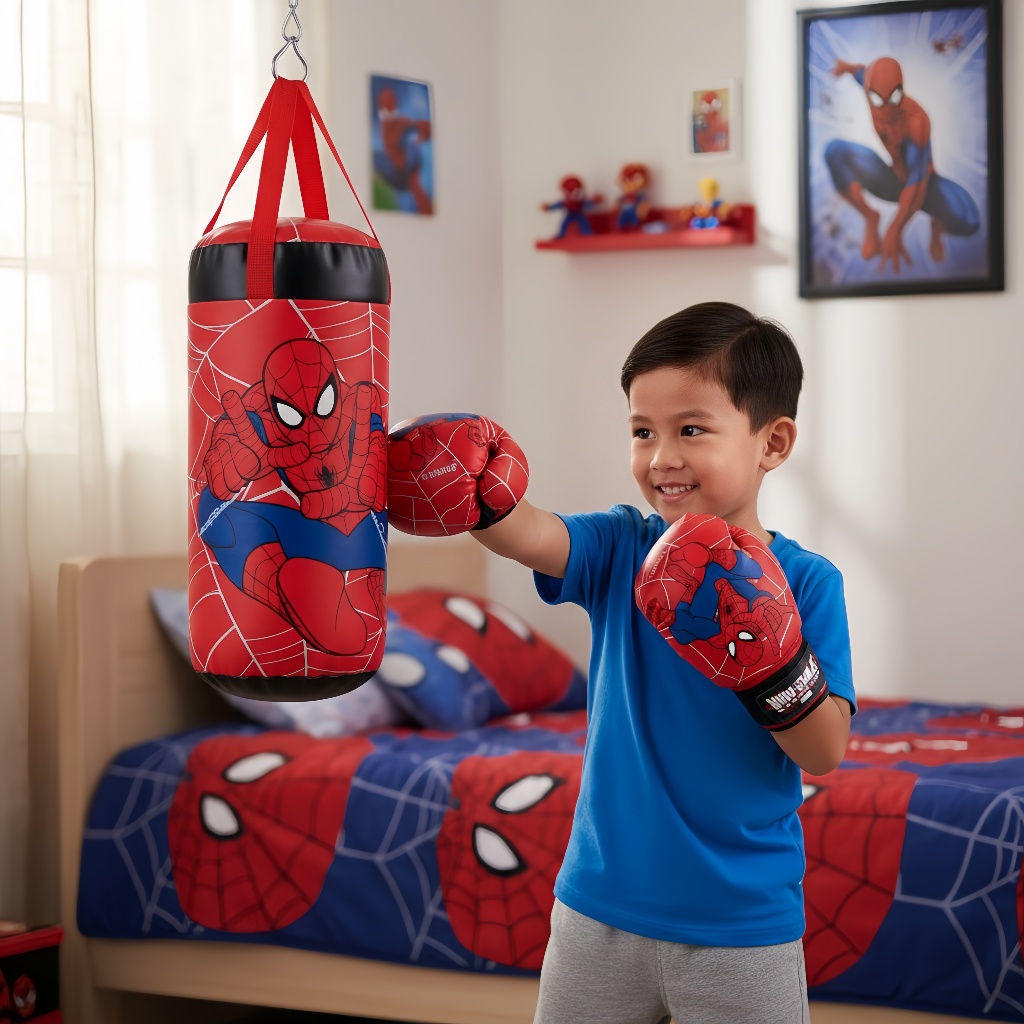 Spiderman boxing gloves toy sandbag hanging set electric toys car for ...