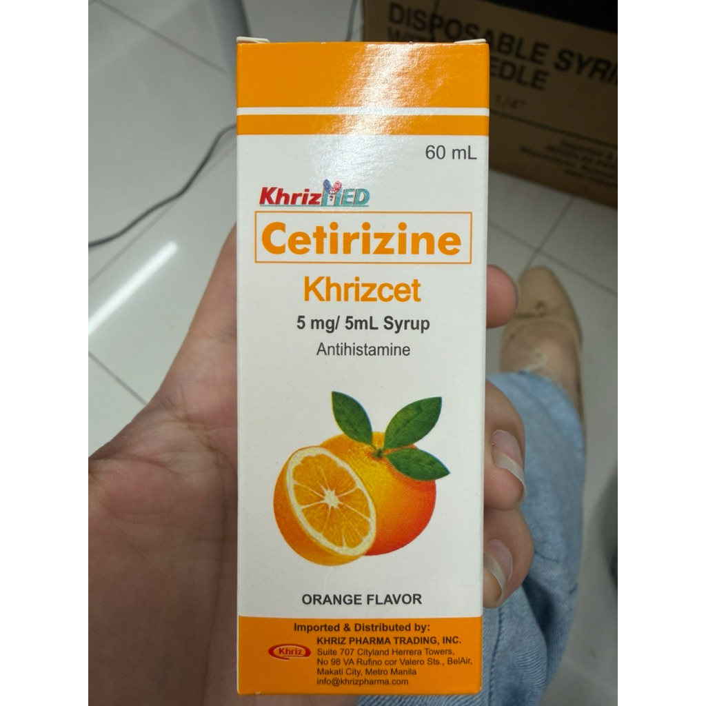 Cetirizine 5mg/5mL Syrup Hydrochloride (KHRIZCET) Antihistamine 60mL ...