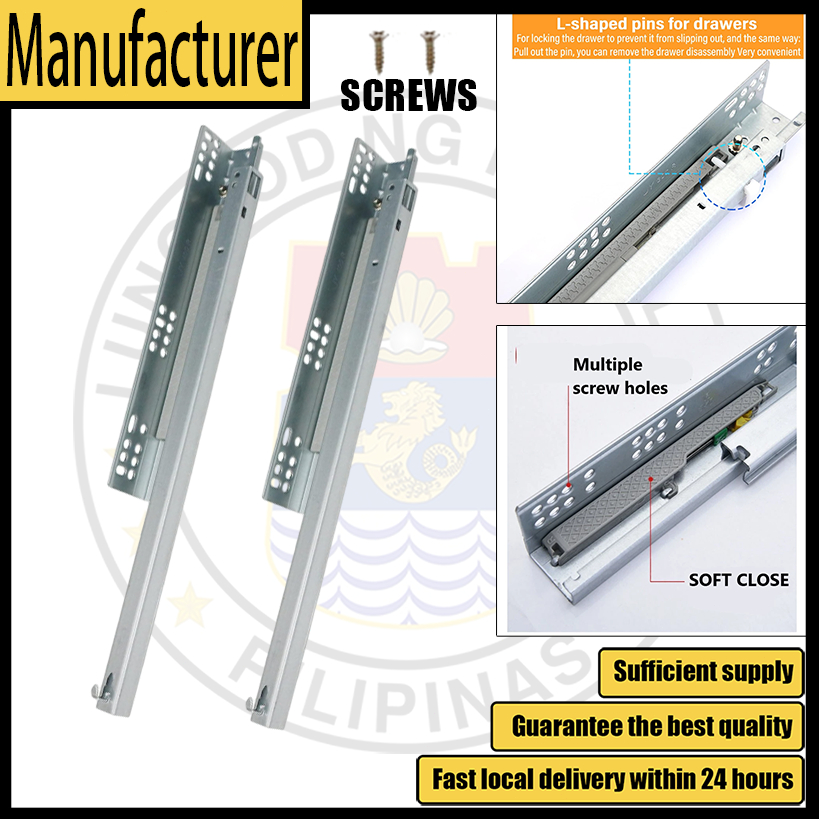 Undermount Drawer Slide Soft Close Hydraulic 2 FOLD Hidden type(2 pair ...