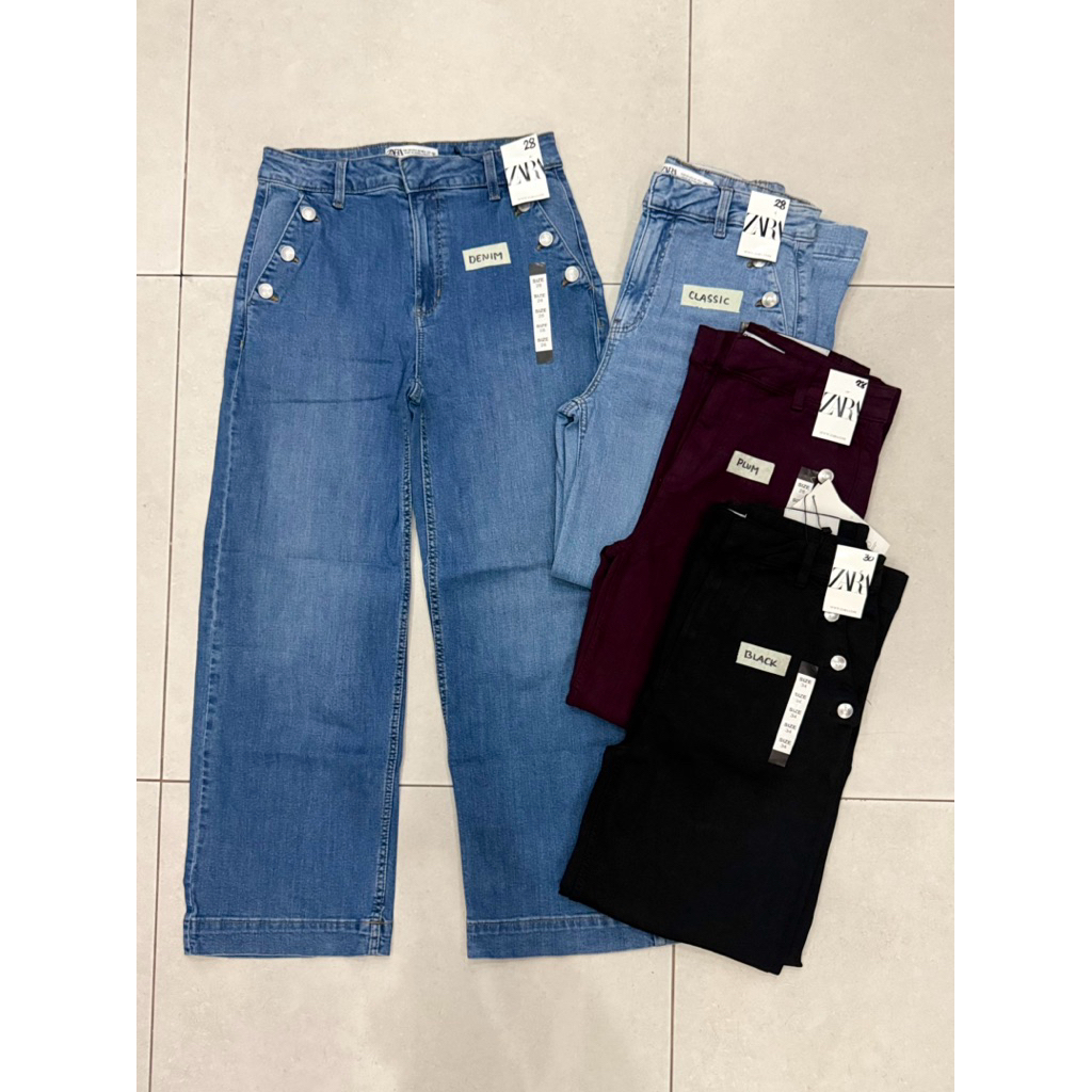 ZR Buttoned pockets Stretch Wideleg Pants | Shopee Philippines