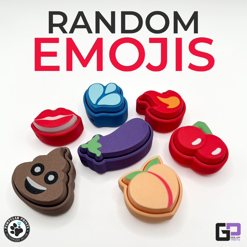 GOLUM PRINTS Random Emojis Fidget Clicker Toy with Keychain for Stress ...