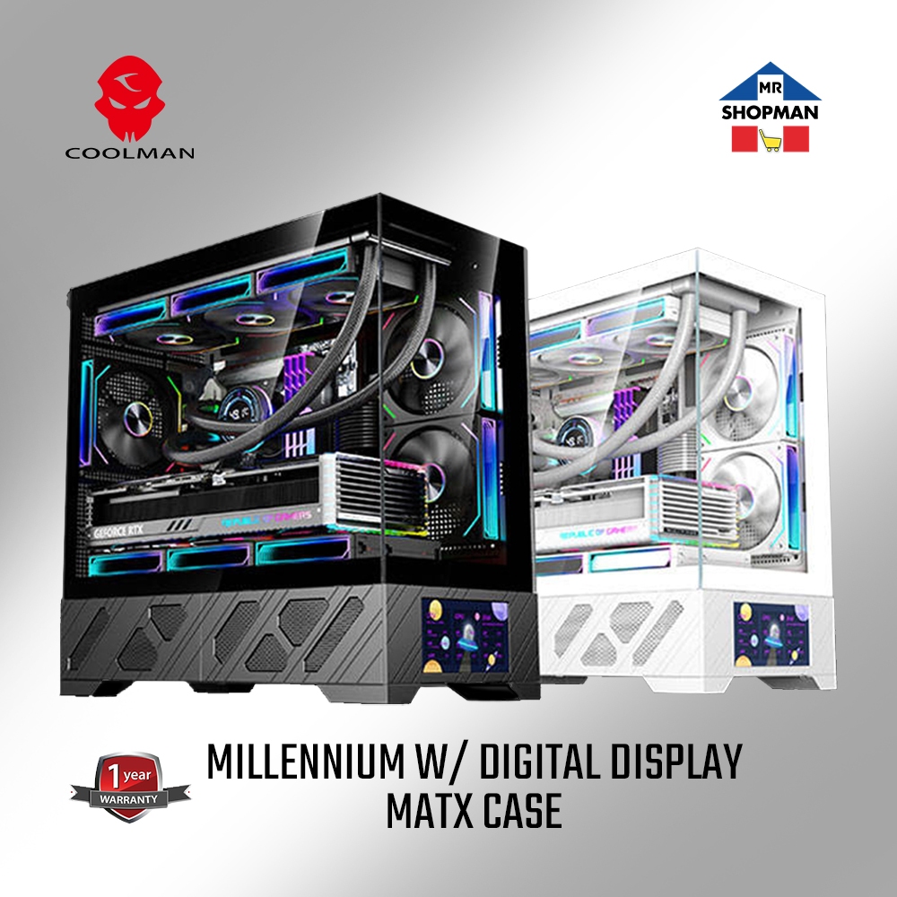 Coolman Millennium with Digital Display Black / White Case MATX PC ...