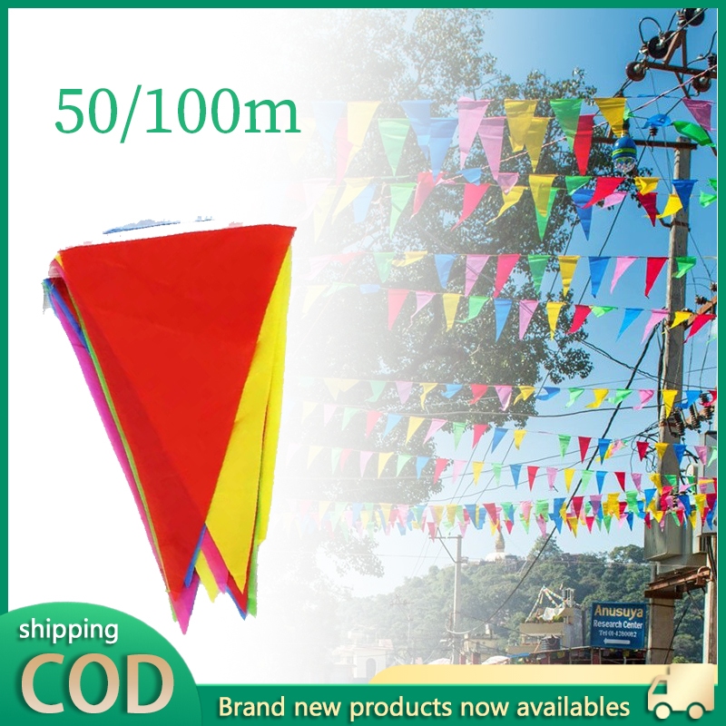 Fiesta Flags Triangle Flags Colorful Fiesta Flag 50/100meter Multicolor ...