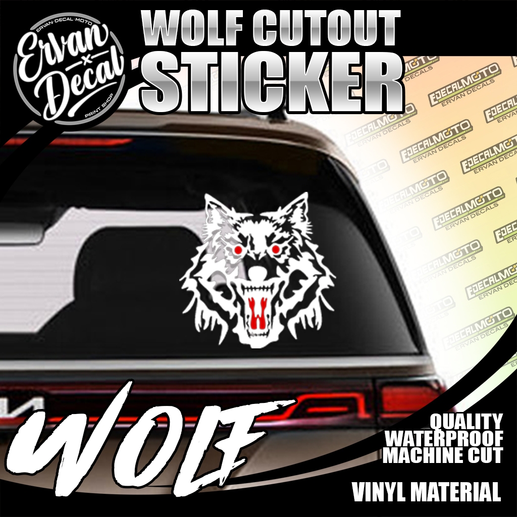 WOLF STICKER CUTOUT FOR VEHICLE MOTORCYCLE CAR VINYL DECAL ERVAN ...