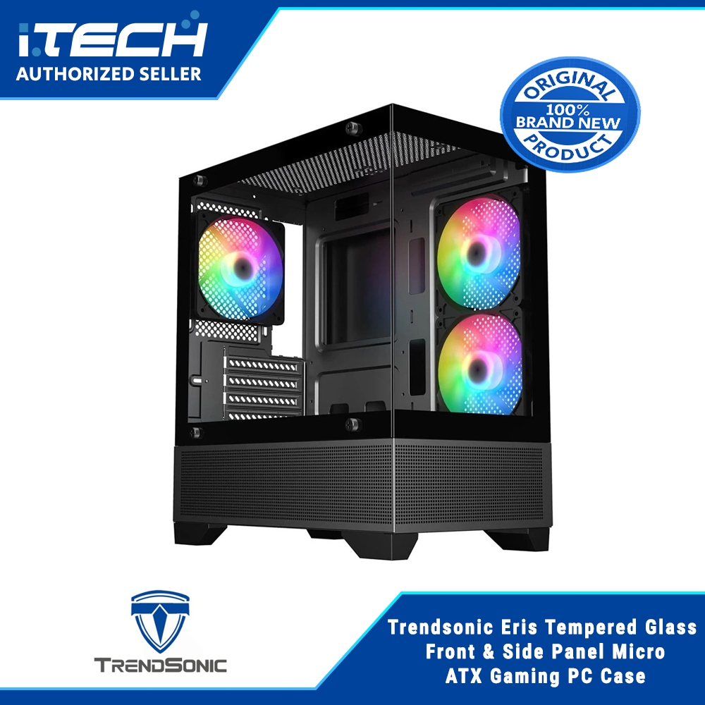Trendsonic Eris Tempered Glass Front & Side Panel Micro ATX Gaming PC ...