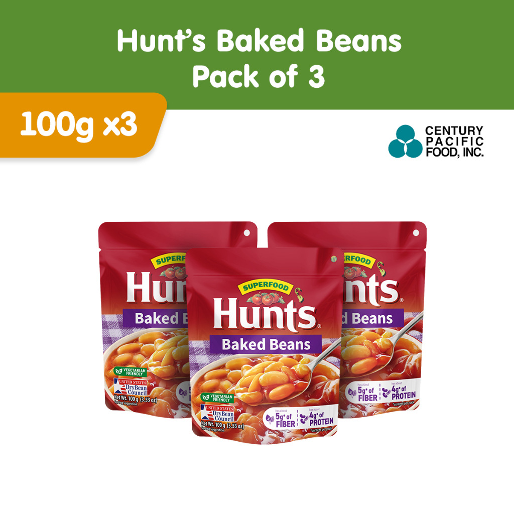 Hunt's Baked Beans 100g (Pack of 3) - Good Source of Fiber and Lycopene ...