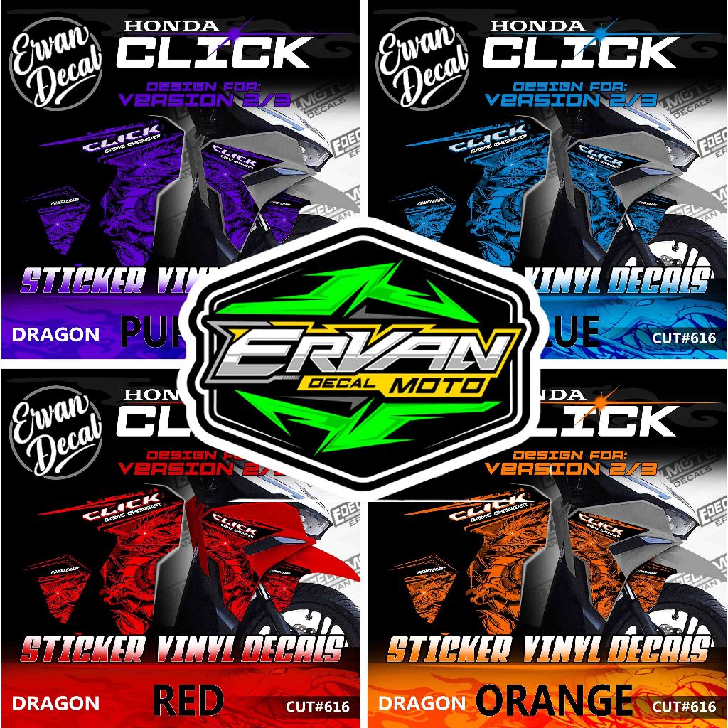 HONDA CLICK 125i VERSION 3 SIDE FAIRING STICKER DECAL DRAGON DESIGN ...